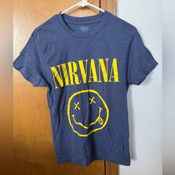 NIRVANA | Shirts | Nirvana Graphic Tshirt In Blue And Yellow | Poshmark